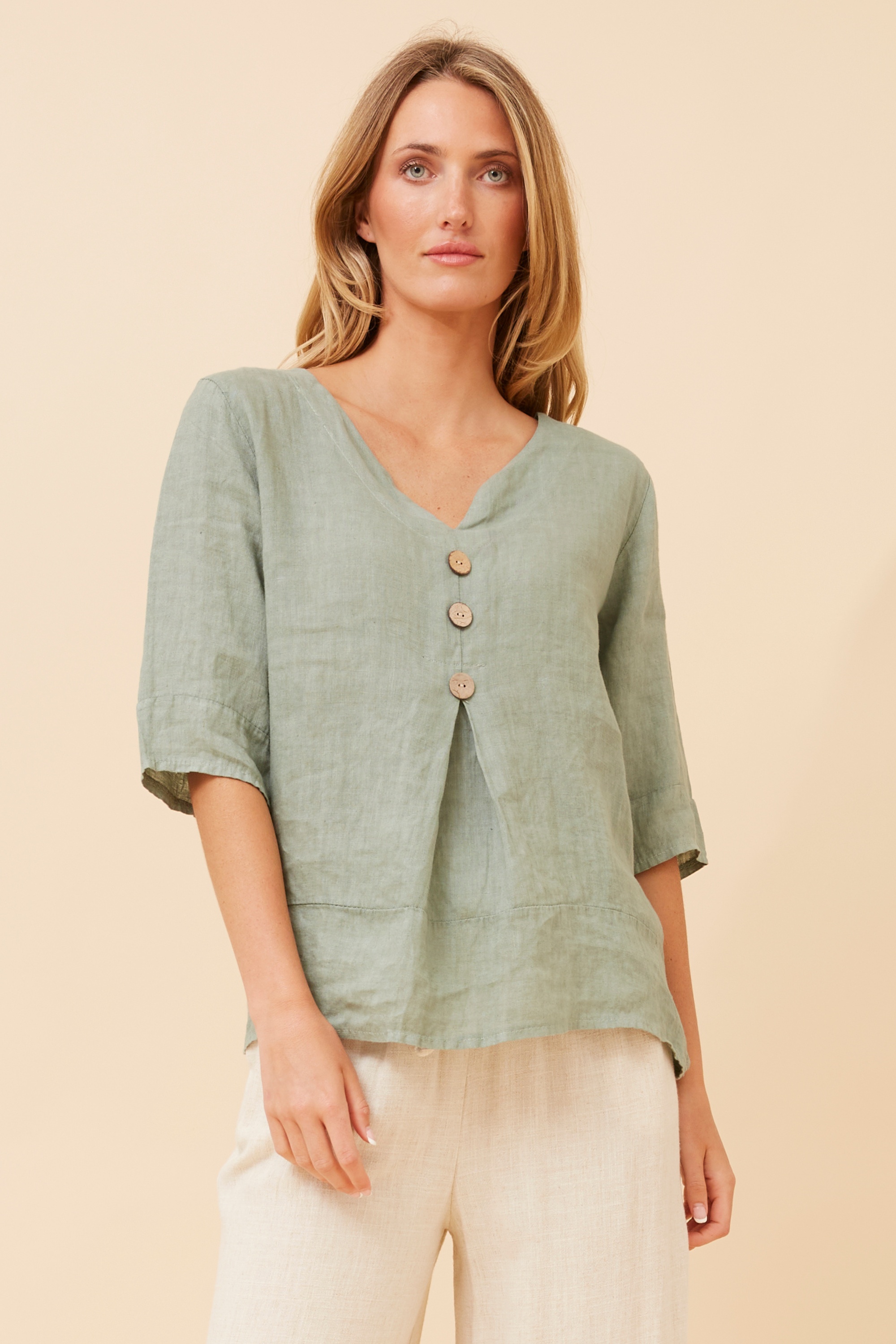 Etna solid linen top & Buy Online & Femme Connection
