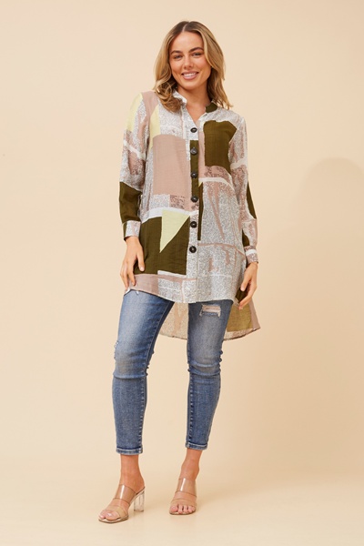 Patia newspaper print tunic & Buy Online & Femme Connection