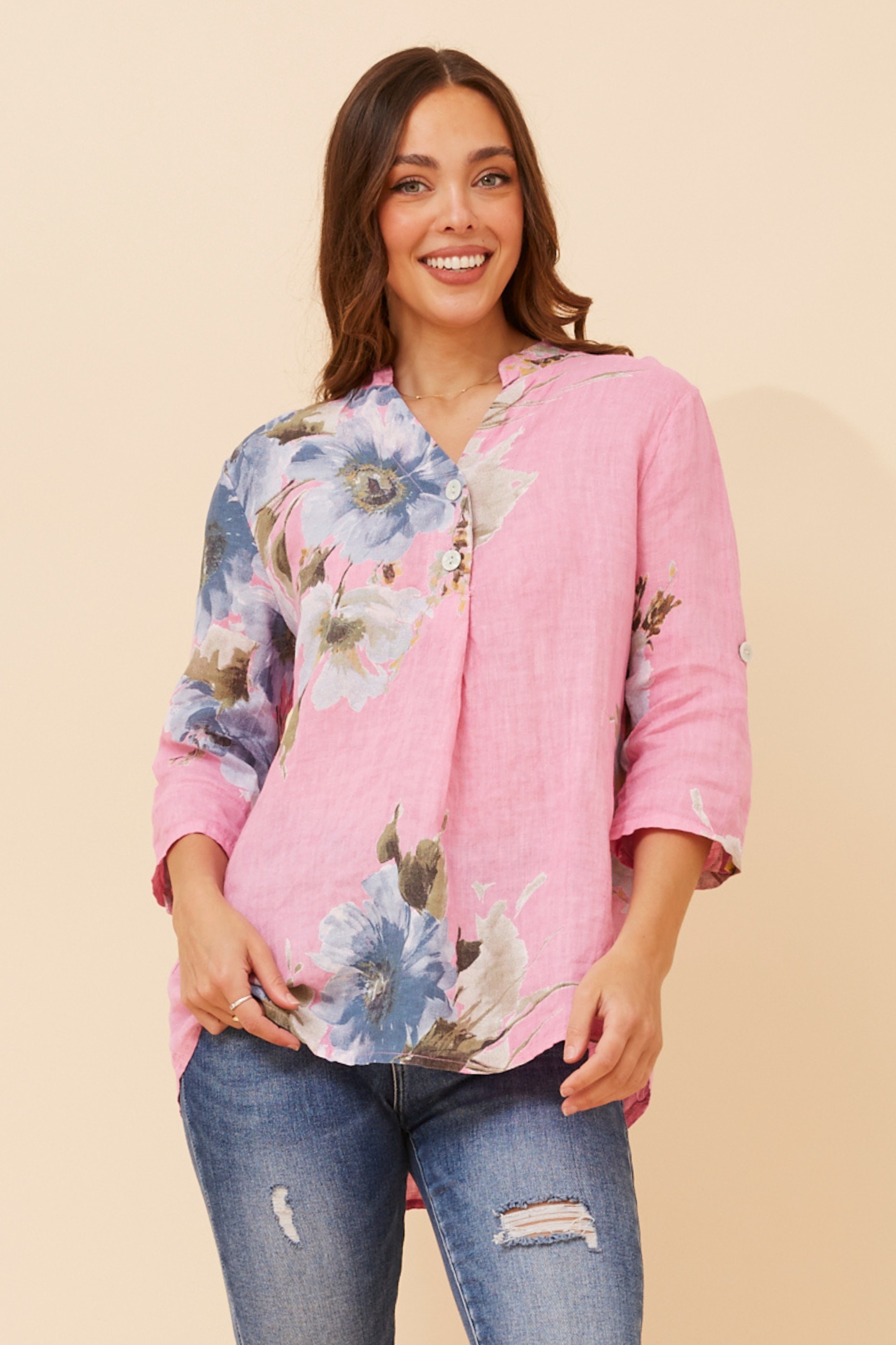 Patricia floral linen top & Buy Online & Femme Connection
