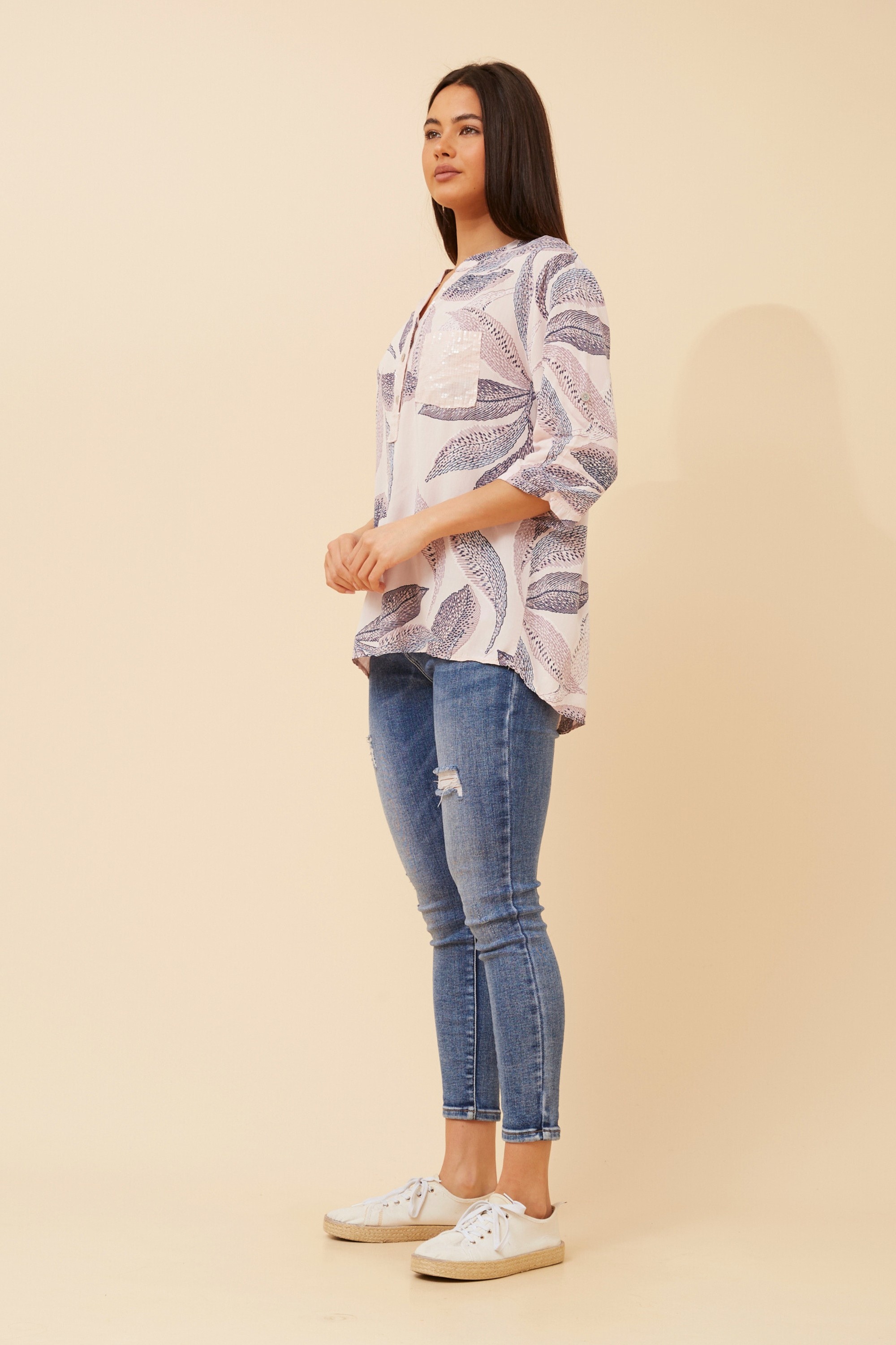 Rosetta linen blend top & Buy Online & Femme Connection